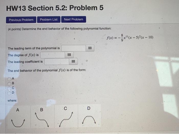 Solved HW13 Section 5.2: Problem 5 Previous Problem Problem | Chegg.com Solved HW13 Section 5.2: Problem 5 Previous Problem Problem | Chegg.com