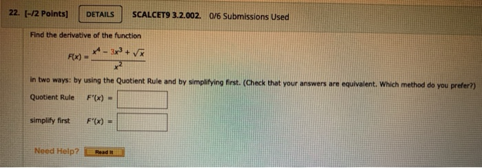 Solved 18. [-/2 Points] DETAILS SCALCET9 3.1.038.EP. 0/6 | Chegg.com