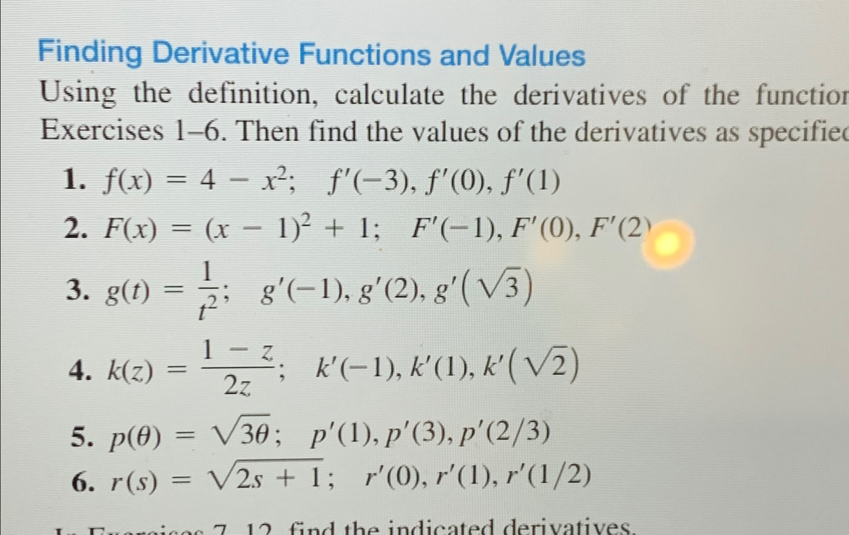 Solved Finding Derivative Functions and Values Using the | Chegg.com
