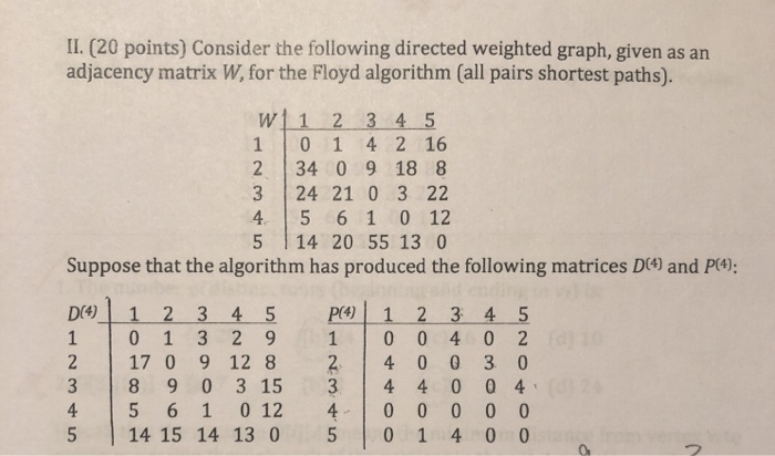 II. (20 points) Consider the following directed | Chegg.com