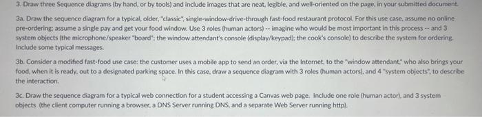 Solved 3. Draw three Sequence diagrams (by hand, or by | Chegg.com