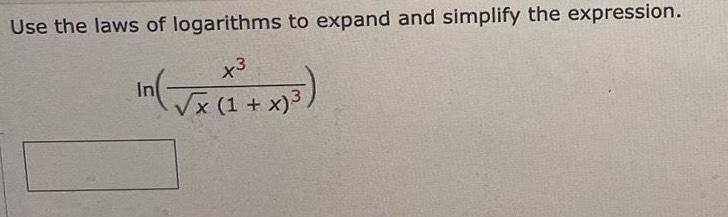 Solved Use the laws of logarithms to expand and simplify the | Chegg.com