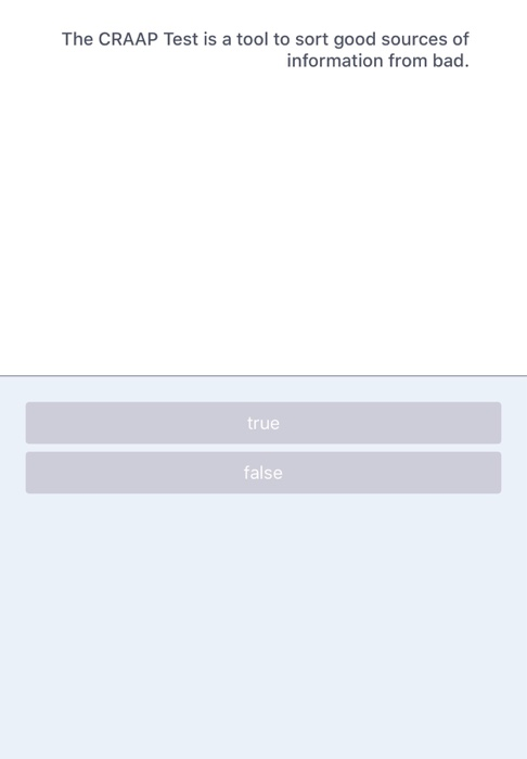 Solved The CRAAP Test is a tool to sort good sources of | Chegg.com