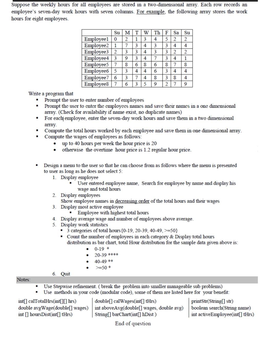 Solved Suppose the weekly hours for all employees are stored | Chegg.com