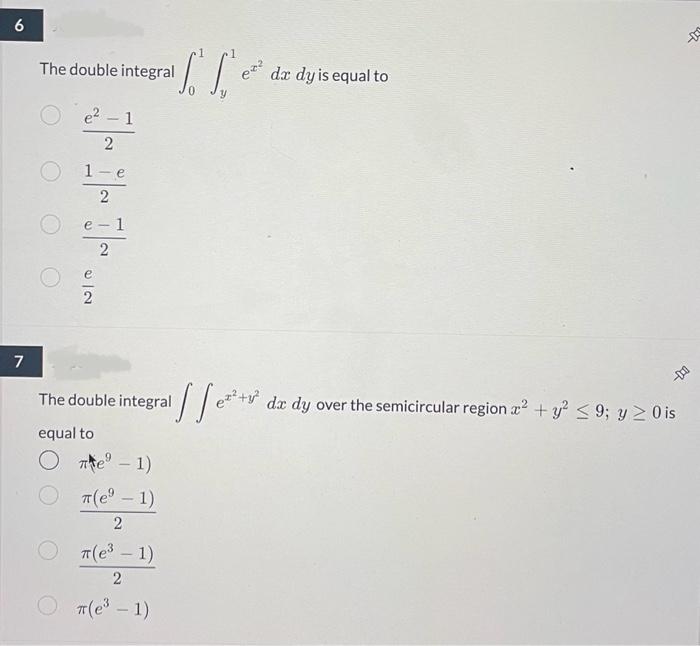 Solved The double integral \\( \\int_{0}^{1} \\int_{y}^{1} | Chegg.com