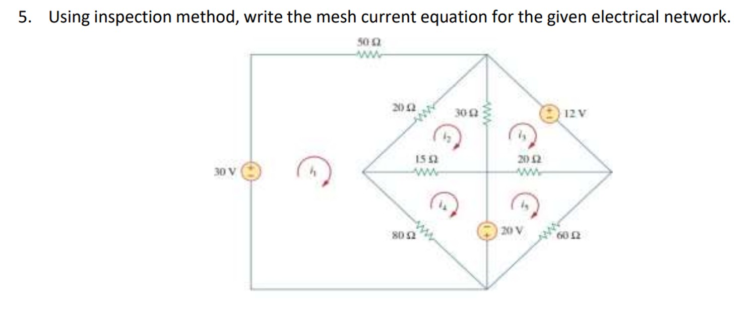 Solved Using inspection method, write the mesh current | Chegg.com
