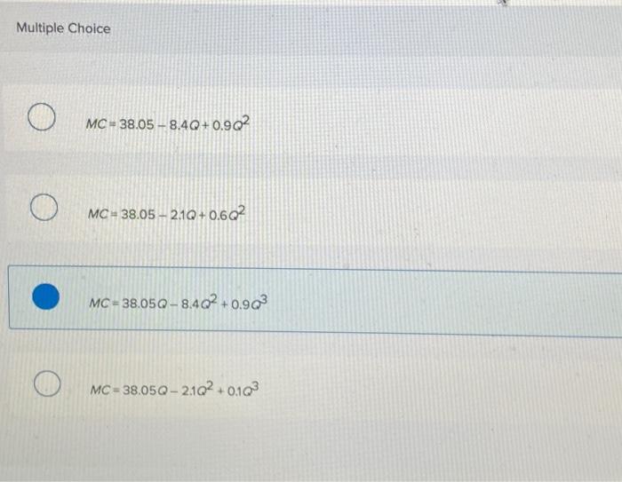Solved A Firm Estimated Its Short Run Costs Using An Average