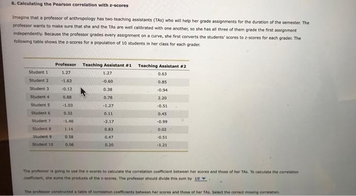 Solved 6. Calculating the Pearson correlation with Z-scores | Chegg.com