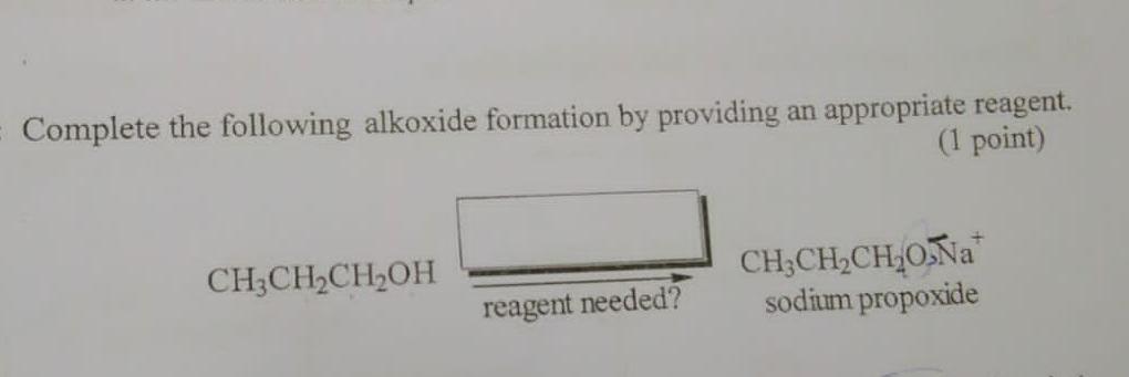 Solved Complete the following alkoxide formation by | Chegg.com