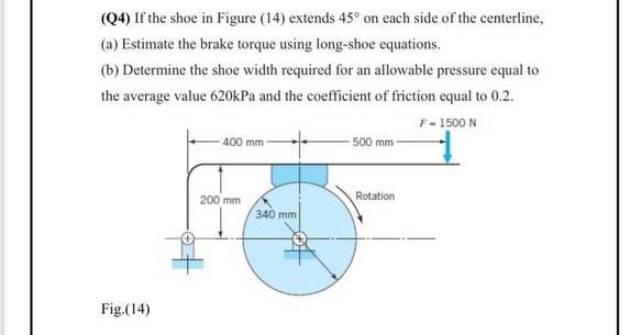 [Solved]: (Q4) If the shoe in Figure (14) extends 45 on each