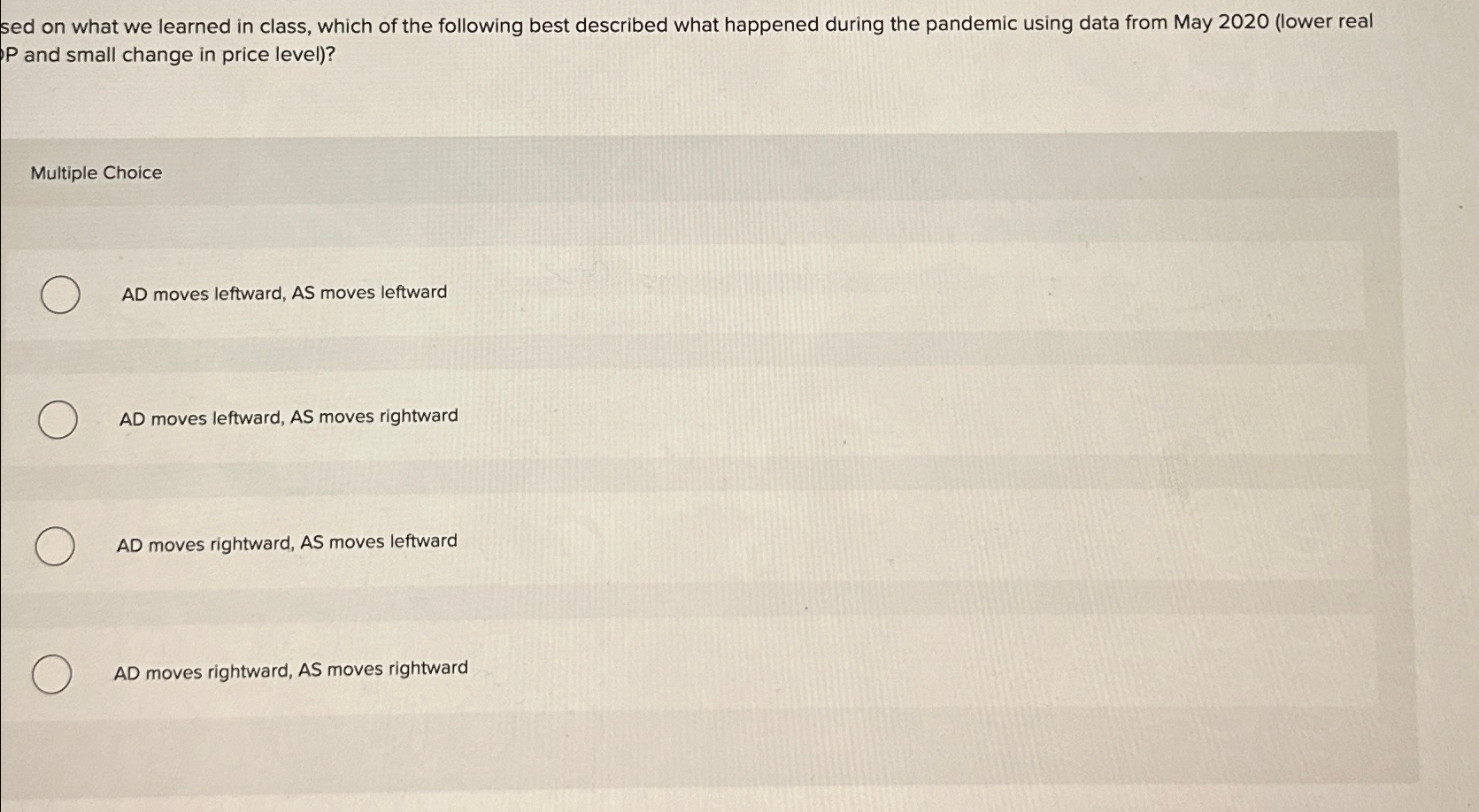 Solved sed on what we learned in class, which of the | Chegg.com