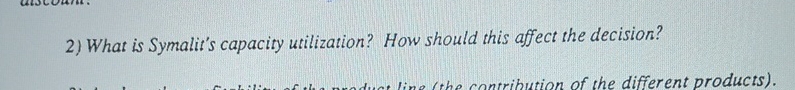Solved What is Symalit's capacity utilization? How should | Chegg.com
