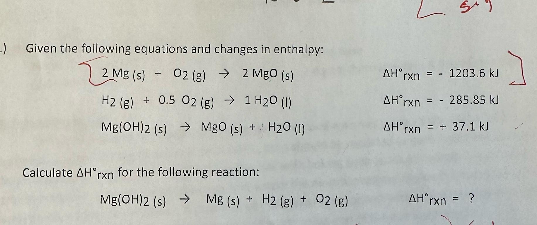 Solved Given the following equations and changes in | Chegg.com