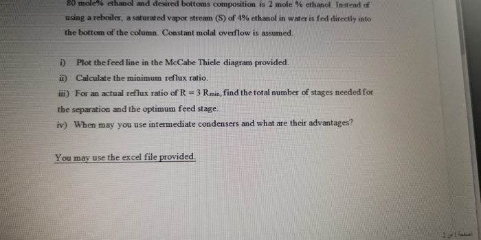 Solved A distillation column with a total condenser is | Chegg.com