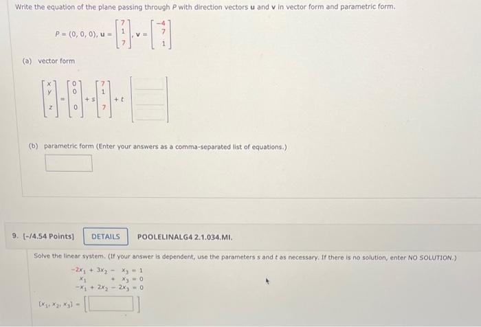 Solved Write The Equation Of The Plane Passing Through P