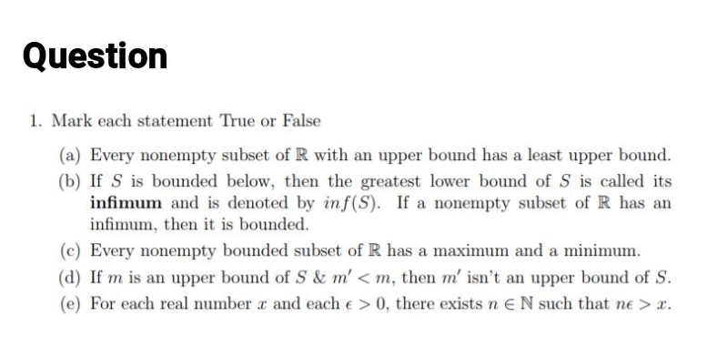 Solved QuestionMark each statement True or False(a) ﻿Every | Chegg.com