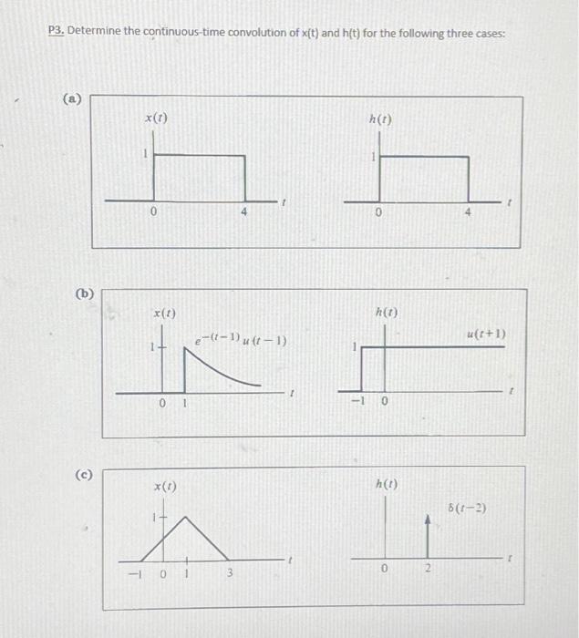 Solved P3. Determine the continuous-time convolution of x(t) | Chegg.com