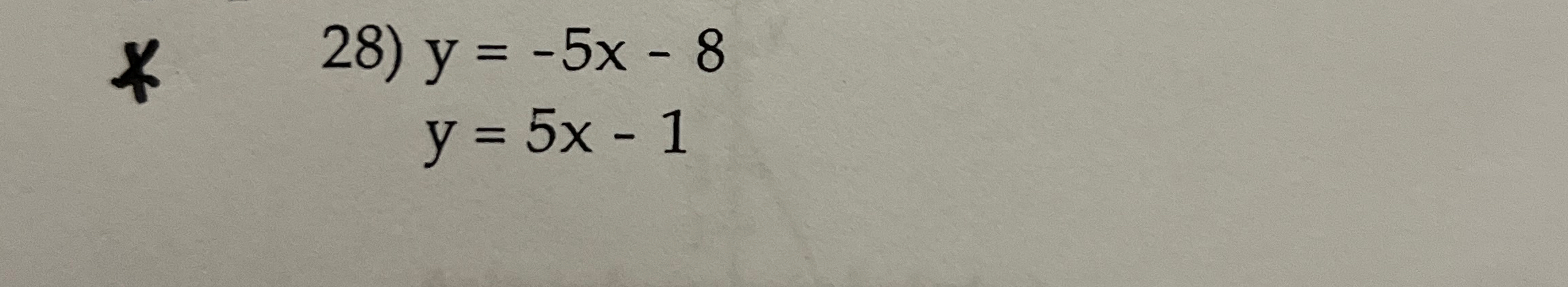Solved y=-5x-8y=5x-1 | Chegg.com