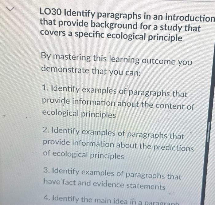 Solved LO30 Identify paragraphs in an introduct that provide | Chegg.com