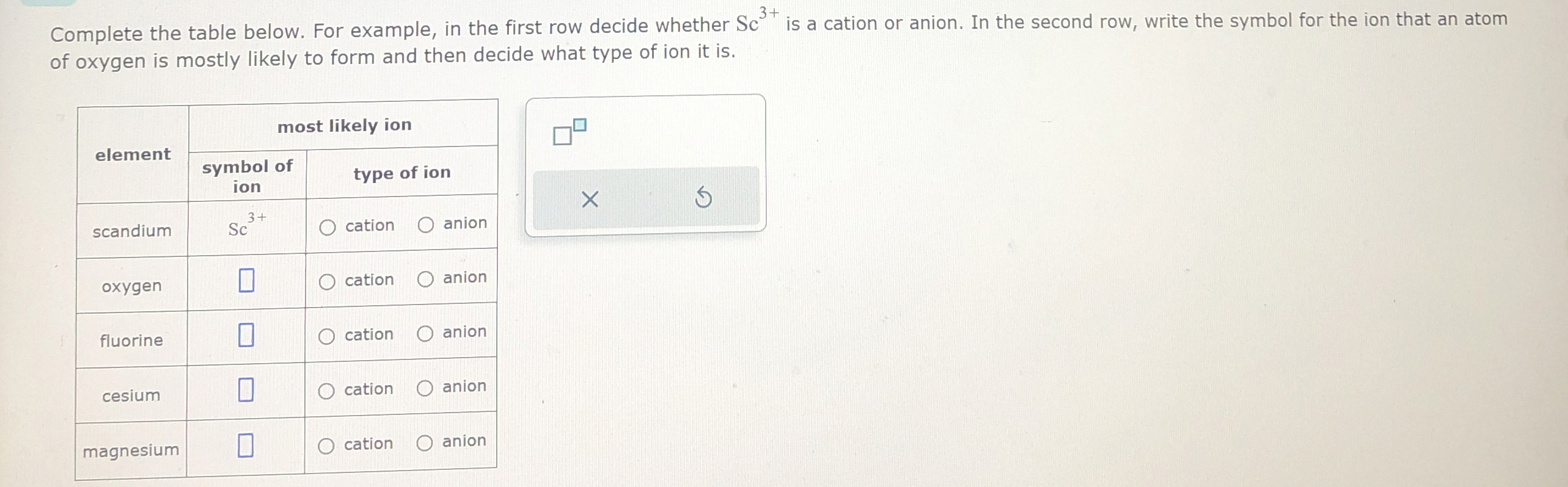 Solved Complete the table below. For example, in the first | Chegg.com