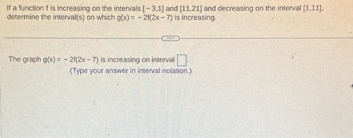 Solved If a function f is increasing on the intervals [−3,1] | Chegg.com