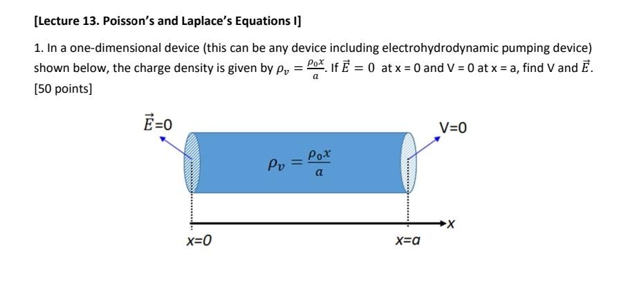 Solved [Lecture 13. Poisson's and Laplace's Equations 1] 1. | Chegg.com