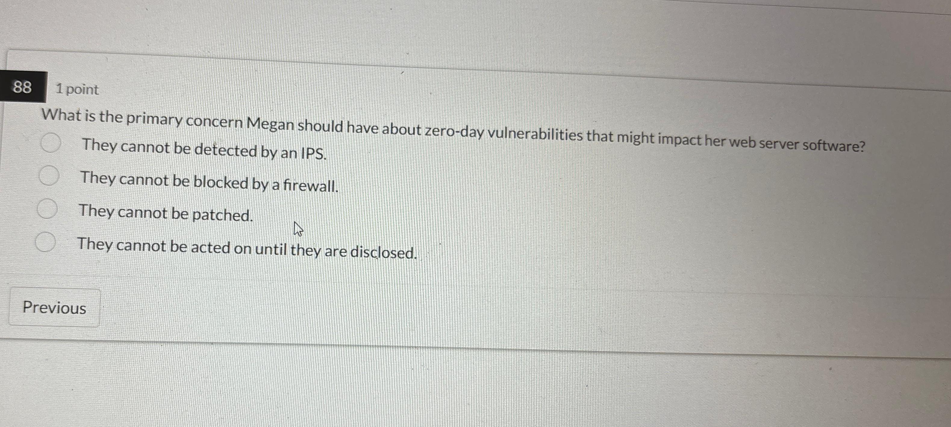 Solved 881 ﻿pointWhat is the primary concern Megan should | Chegg.com