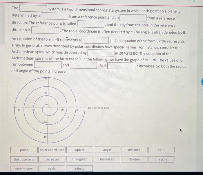 Solved The system is a two-dimensional coordinate system in | Chegg.com
