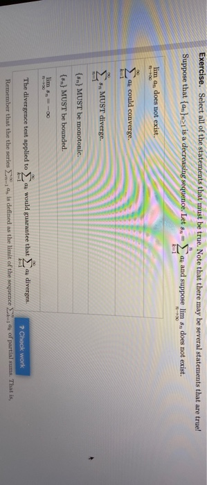 Solved (Select all that apply) Now, let 8n = . The sequence | Chegg.com