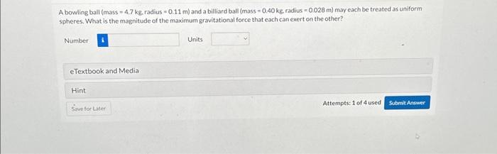 Solved A bowling ball (mass −4.7 kg, radius =0.11 m ) and a | Chegg.com