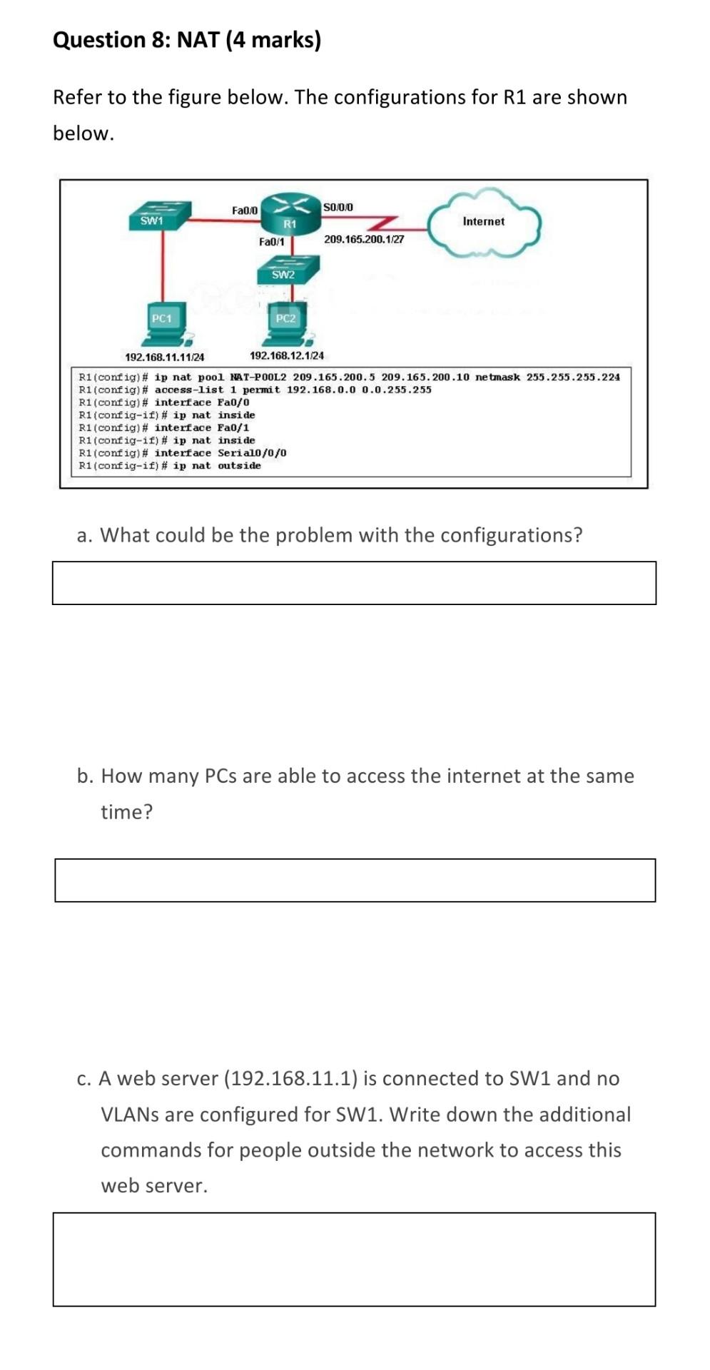Solved Question 8: NAT (4 marks) Refer to the figure below. | Chegg.com