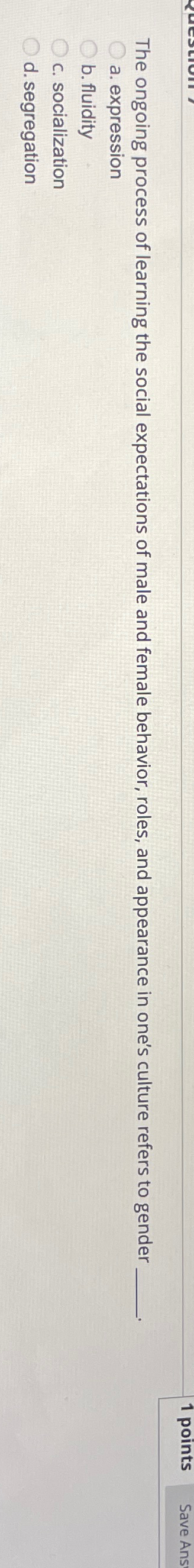 Solved The ongoing process of learning the social | Chegg.com