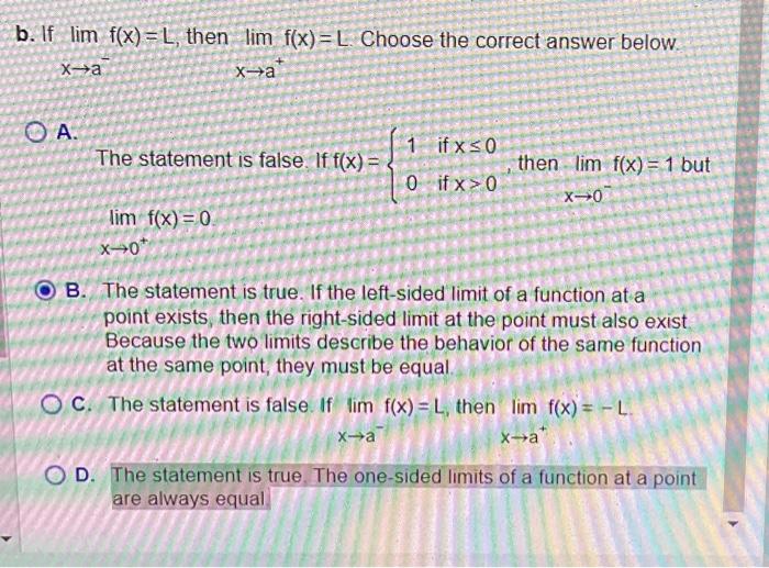 Solved . If limf(x)=L, then limf(x)=L. Choose the correct | Chegg.com