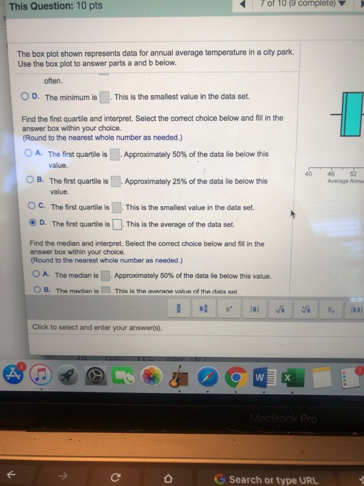 Solved The box plot shown represents data for annual average | Chegg.com