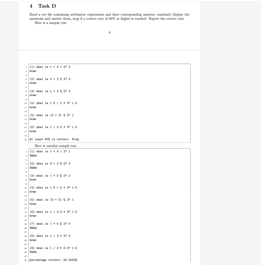 Solved C++ 4 ﻿Task DRead a csv file containing arithmetic | Chegg.com