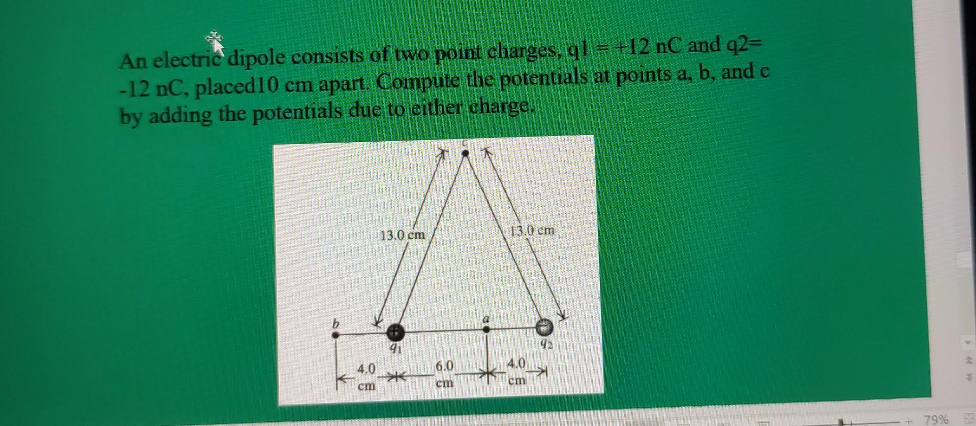 Solved An electric dipole consists of two point charges, | Chegg.com