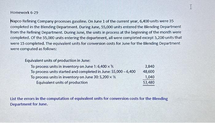 Solved Napco Refining Company processes gasoline. On June 1 | Chegg.com