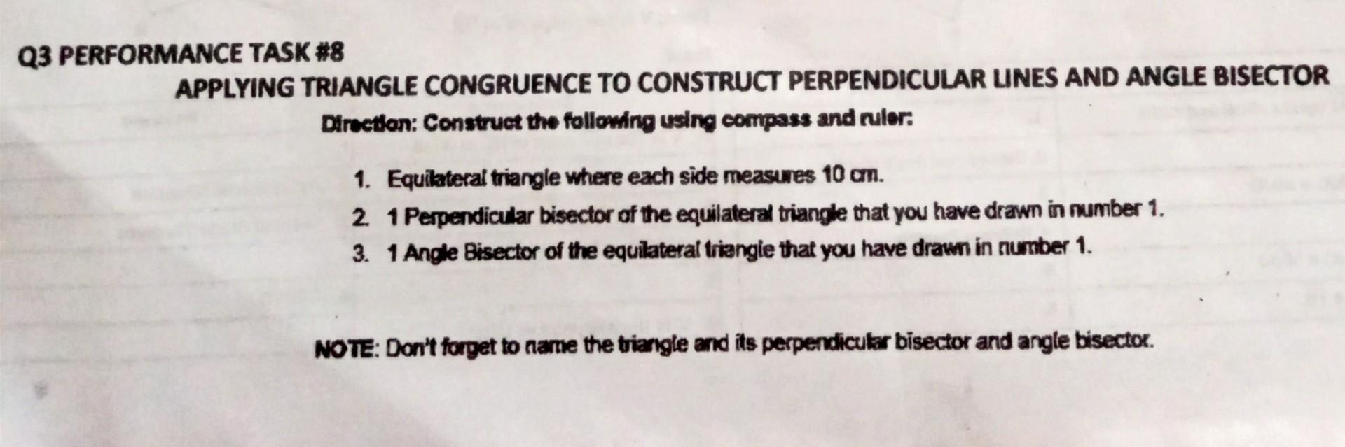 Solved Q3 PERFORMANCE TASK #8 APPLYING TRIANGLE CONGRUENCE | Chegg.com