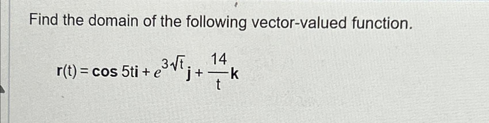 Solved Find the domain of the following vector-valued | Chegg.com