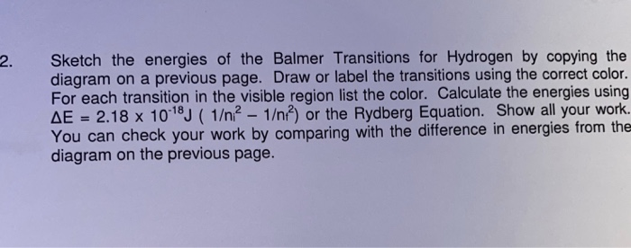 Solved Sketch the energies of the Balmer Transitions for | Chegg.com
