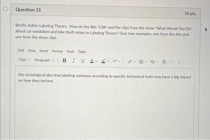 Solved Briefly define Labeling Theory. How do the film | Chegg.com