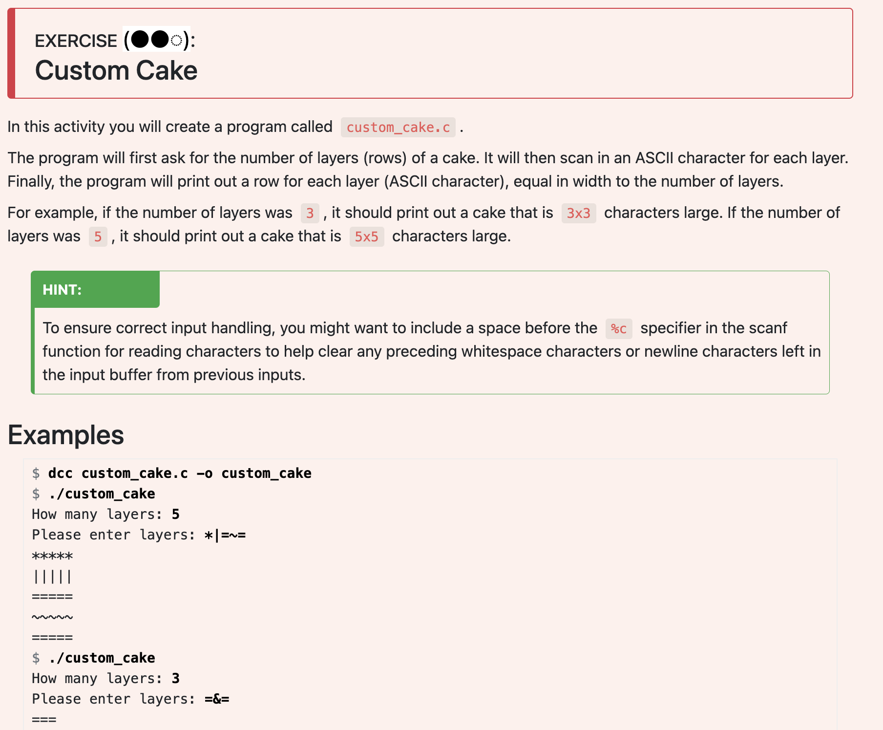Solved EXERCISE (O):Custom CakeIn this activity you will | Chegg.com