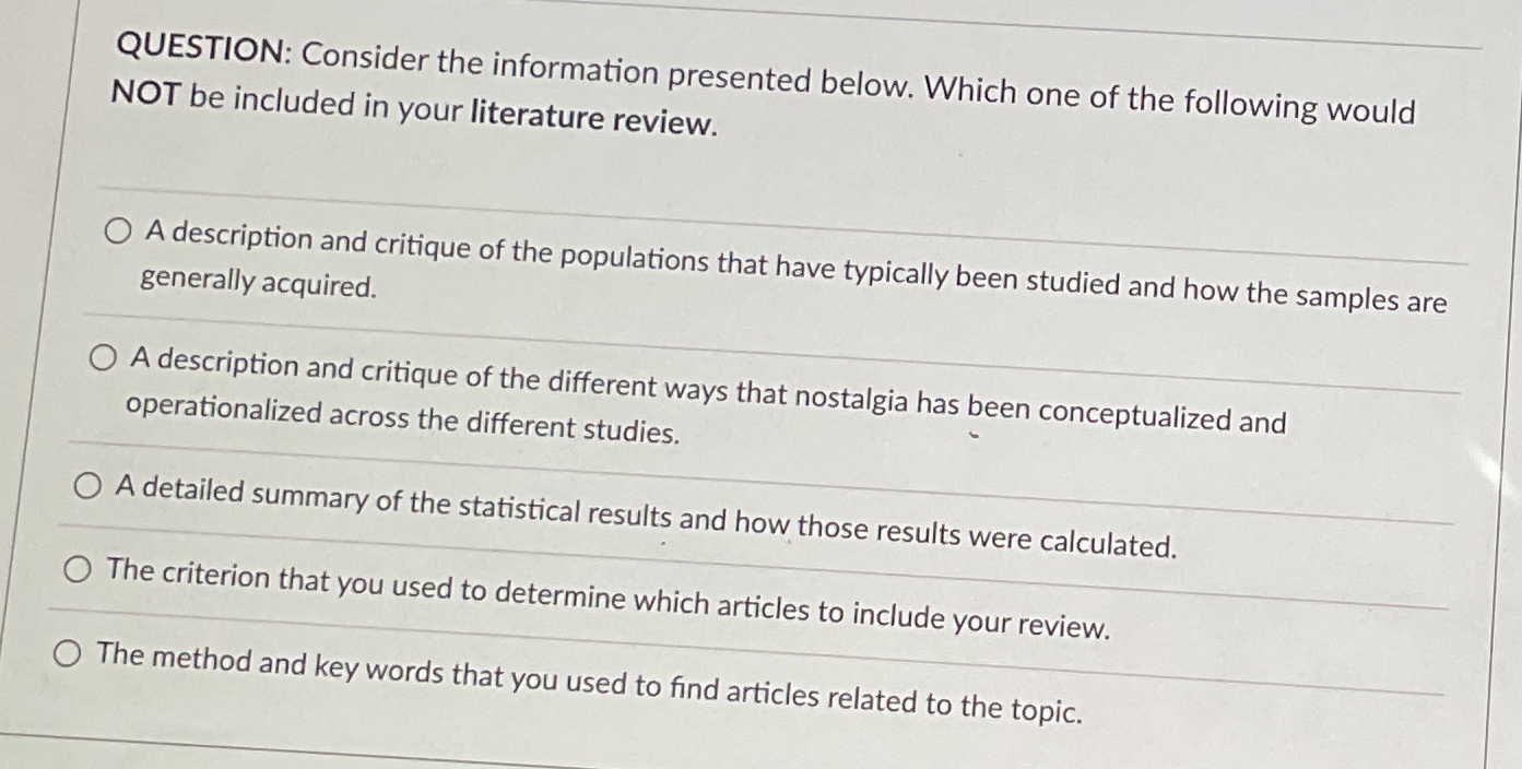 Solved QUESTION: Consider the information presented below. | Chegg.com