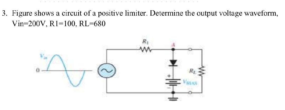 Solved 3. Figure shows a circuit of a positive limiter. | Chegg.com