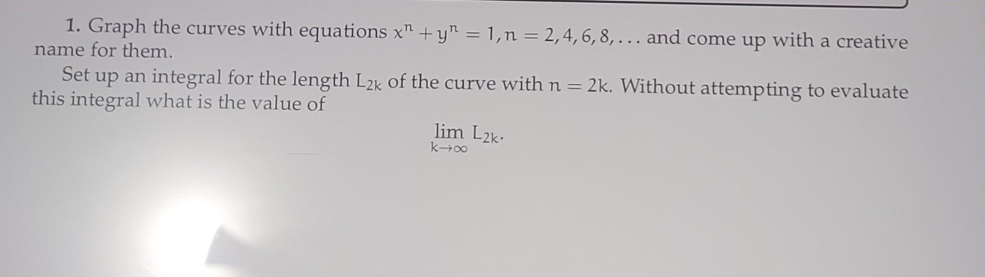 Solved 1. Graph the curves with equations | Chegg.com