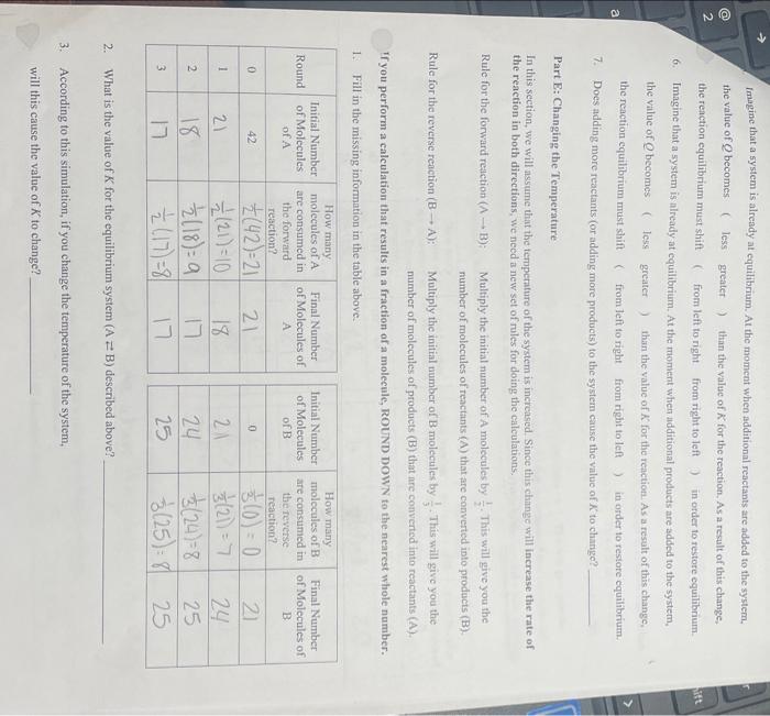Part B: Does the value of the equilibrium constant | Chegg.com