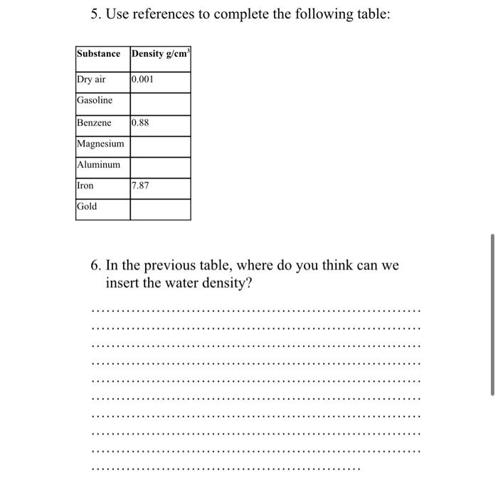Solved 5. Use references to complete the following table: 6. | Chegg.com