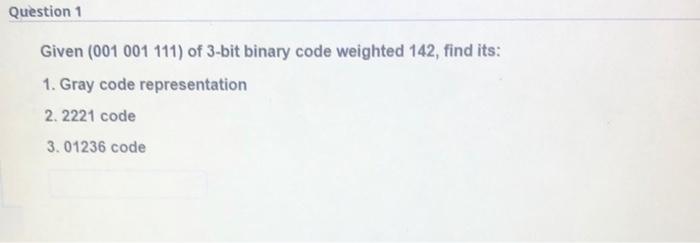 Solved Question 1 Given (001 001 111) of 3-bit binary code | Chegg.com