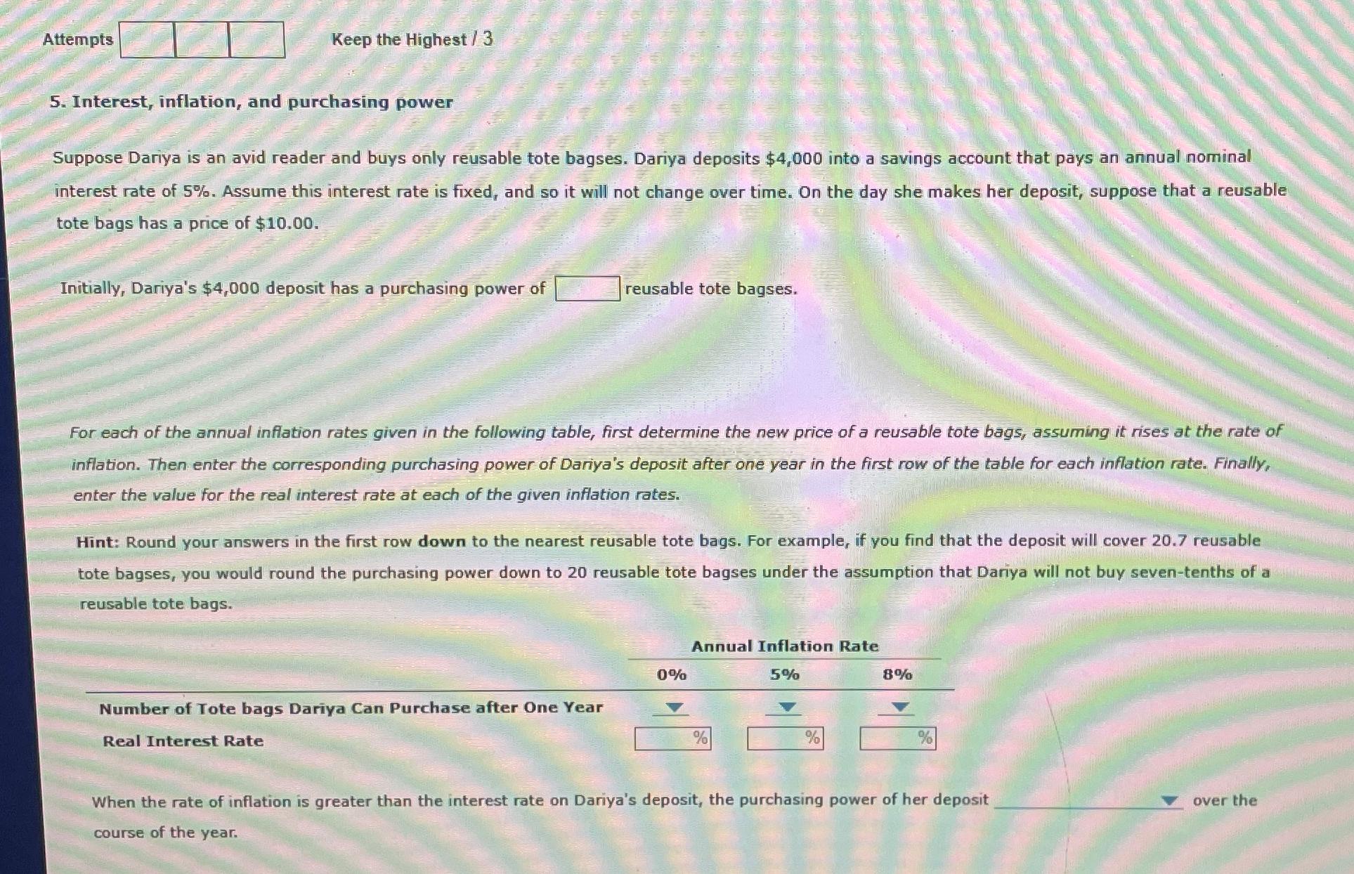 Solved AttemptsKeep the Highest / 35. ﻿Interest, inflation, | Chegg.com