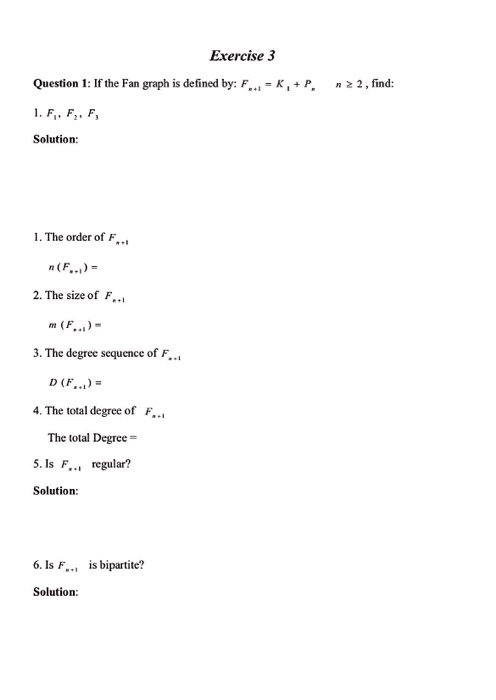 Solved Exercise 3 Question 1: If the Fan graph is defined | Chegg.com